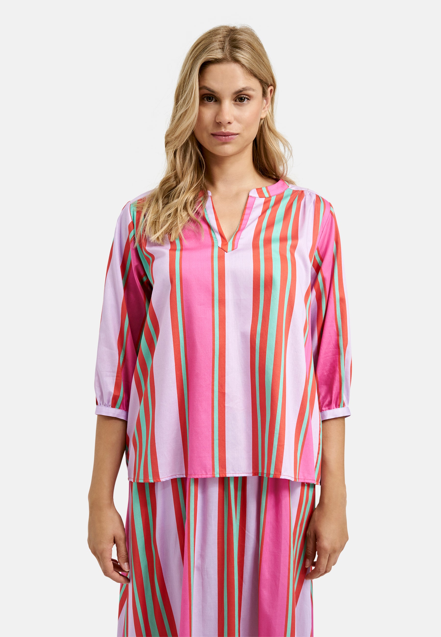MILANO Pink Stripy Silk Blouse – Women’s Fashion by Katriona