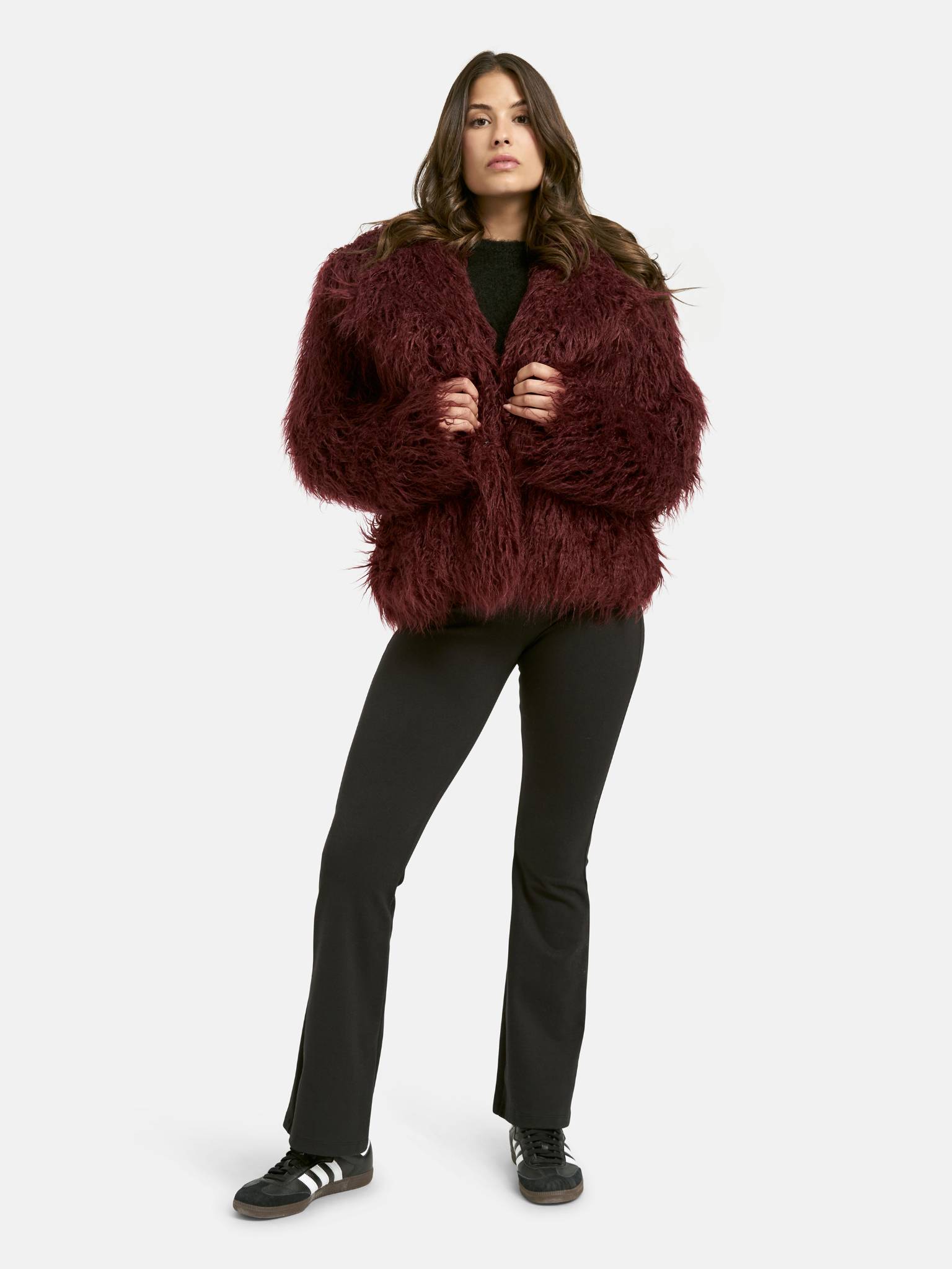 SMITH & SOUL Burgundy Fake Fur Jacket – Women’s Fashion by Katriona